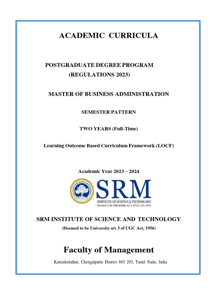 File 1 - Mba Academic Curricula 2023 | PDF