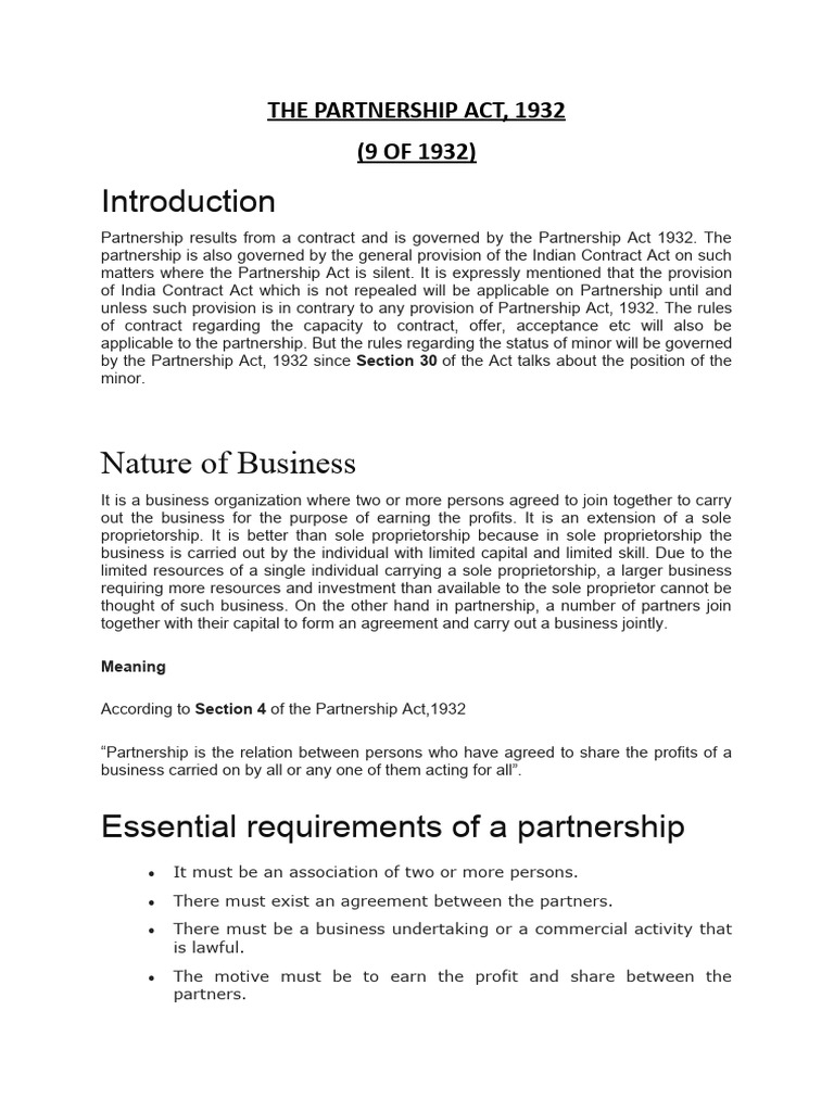 Partnership Act Notes | PDF | Law
