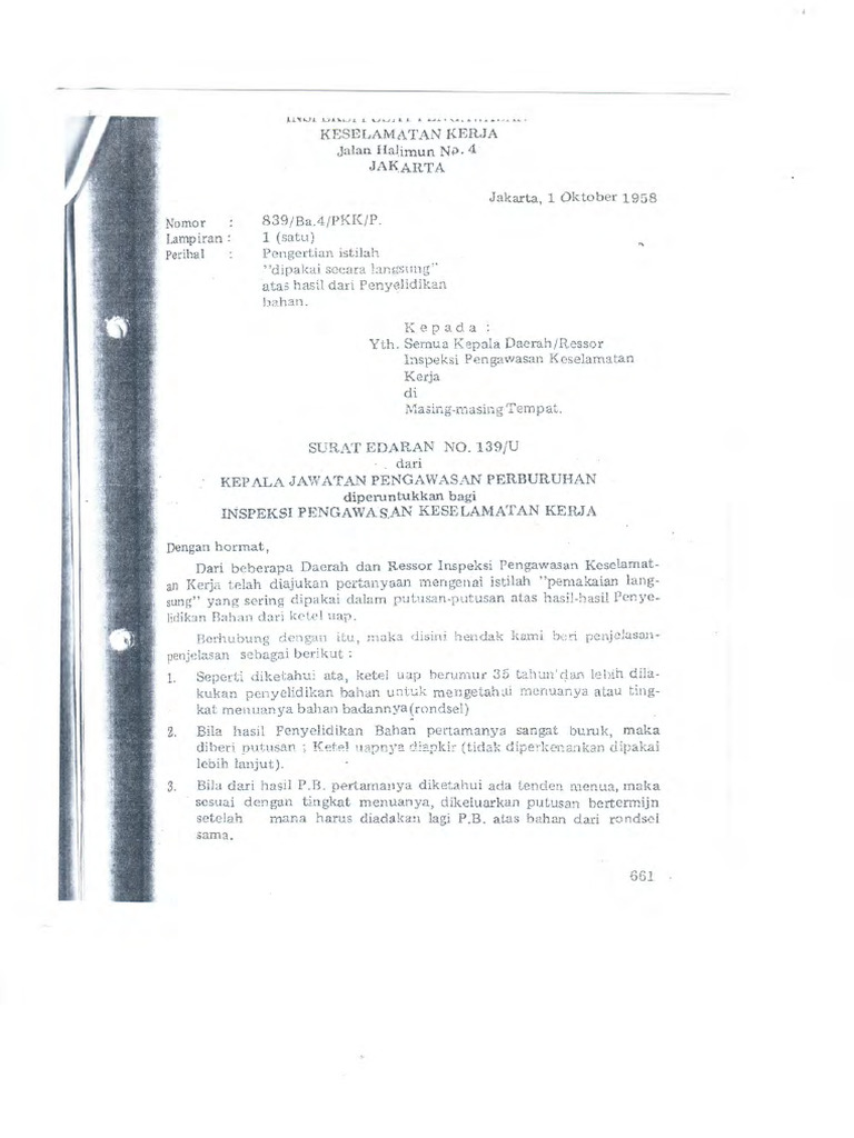 Surat Edaran No. 139U Tahun 1958-Tentang Pengujian Bahan | PDF