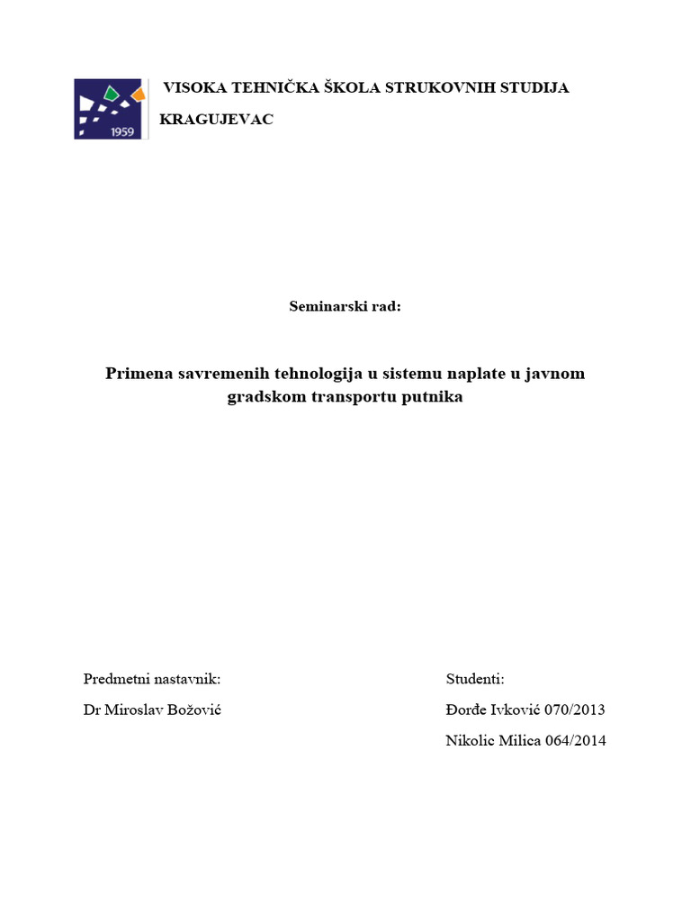 Javni Transport Putnika | PDF