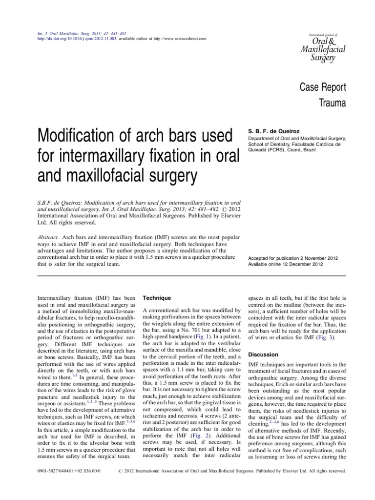 2012 Modification of Arch Bars Used | PDF