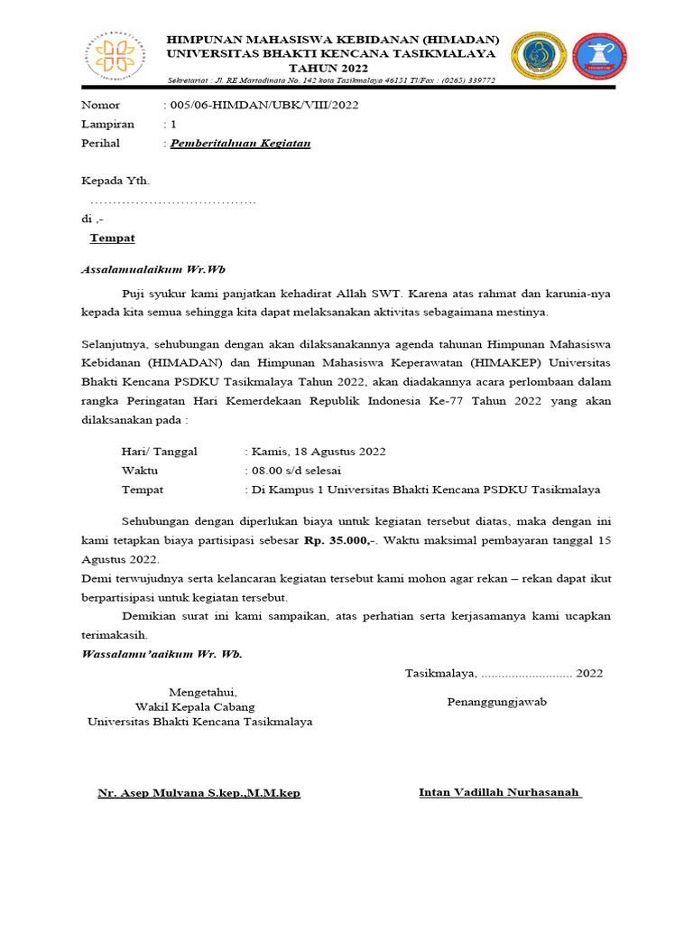 SURAT Undangan Mahasiswa | PDF | Sains & Matematika