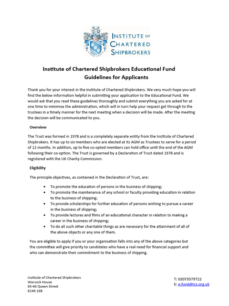 Ics Educational Trust Fund New Application Form 22-23 | PDF | Business