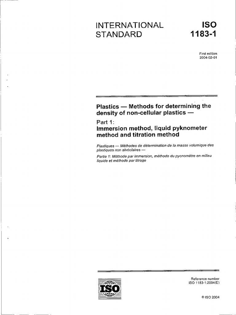 Iso 1183-1-2004 Density | PDF