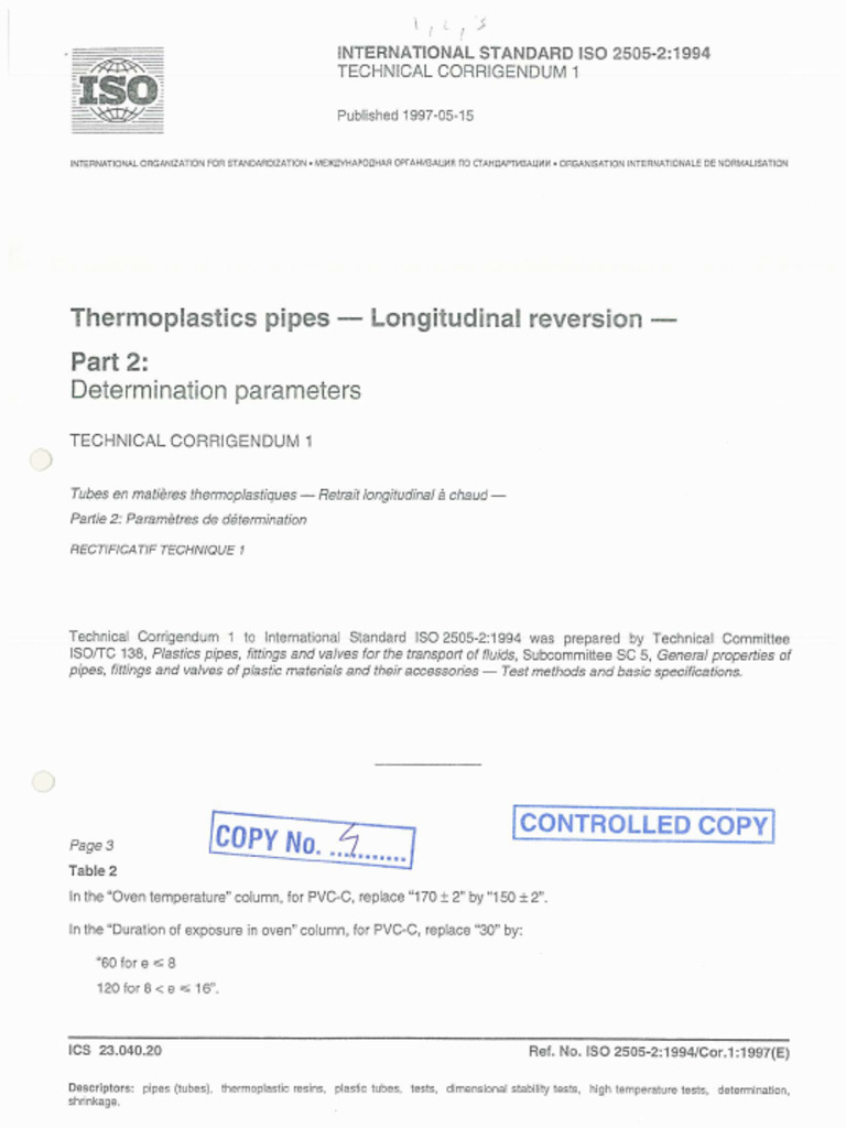 Longitudinal Heat Reversion Test Standard ISO 2505-2 | PDF