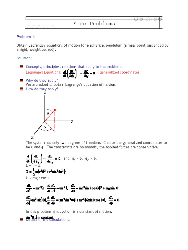 spherical pendulum | Lagrangian Mechanics | Hamiltonian Mechanics