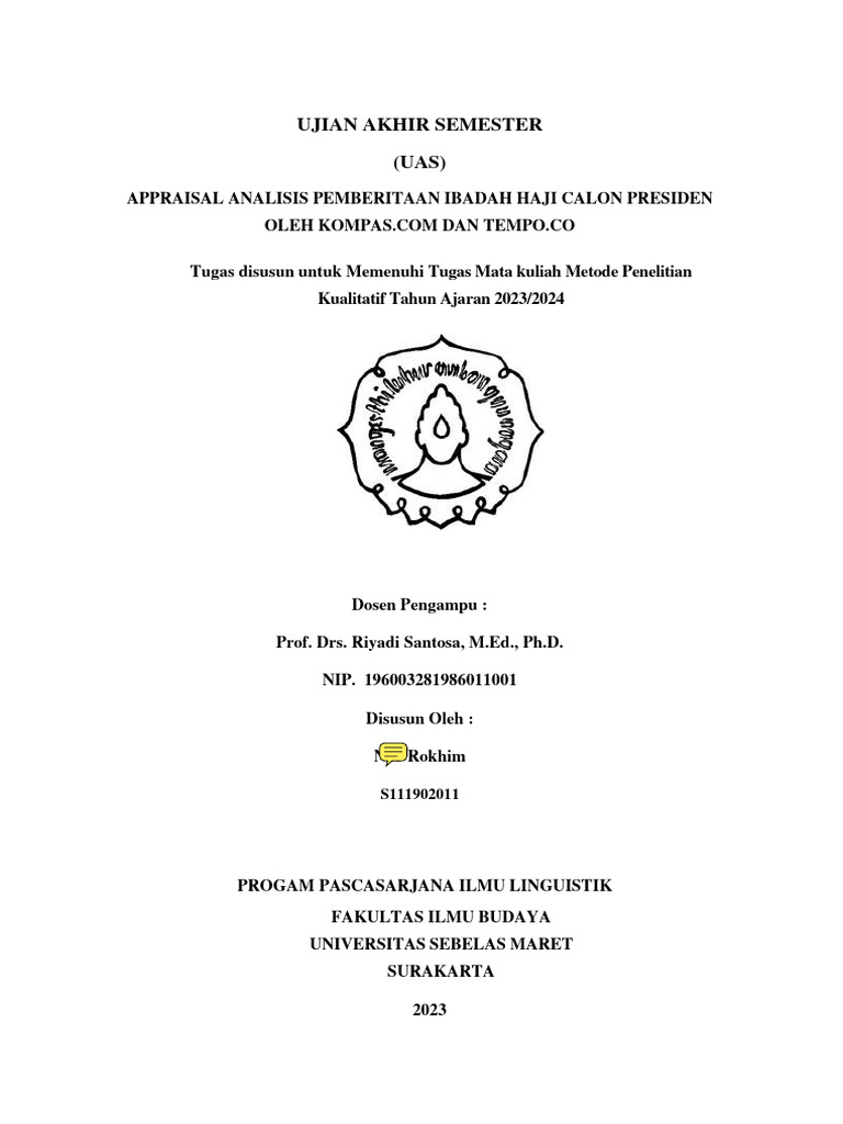 UAS - Bab 3 Metopen - Nur Rokhim (S112302011) | PDF