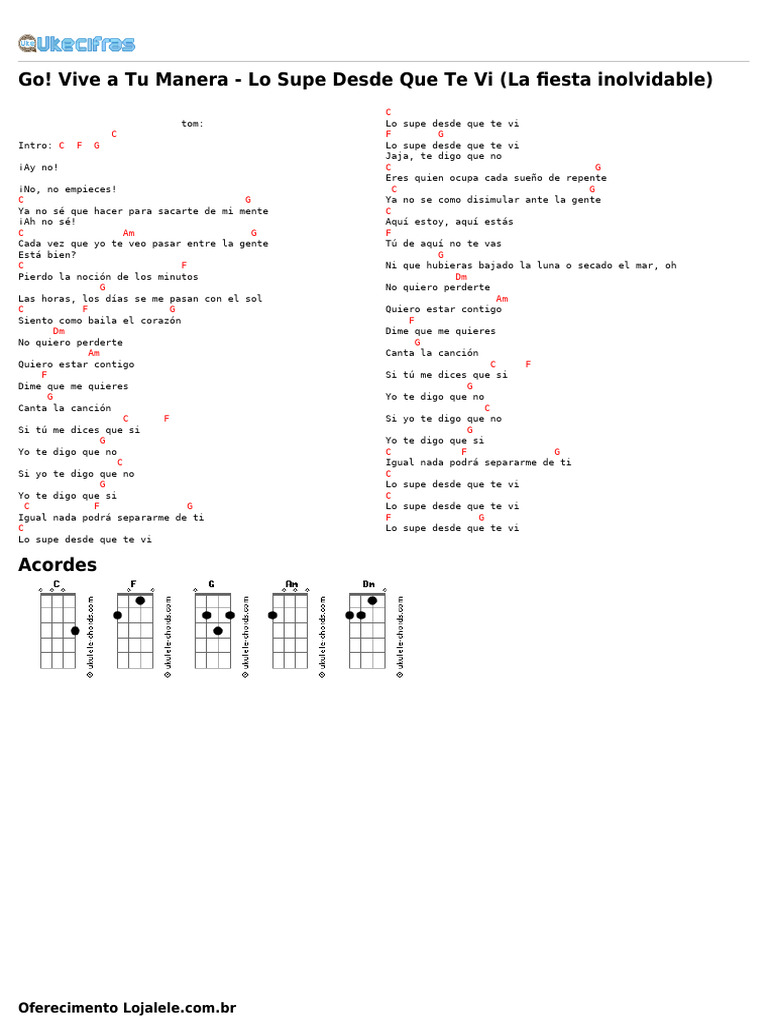 Go! Vive A Tu Manera - Lo Supe Desde Que Te Vi | PDF