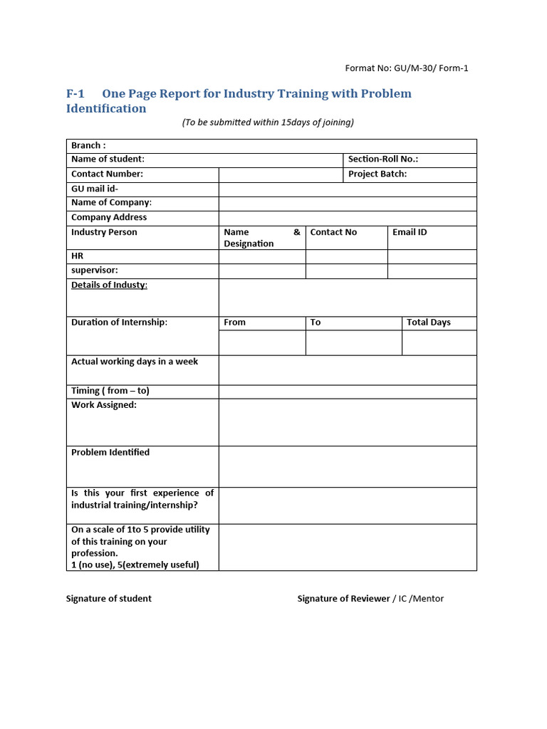 Internship - One Page Report | PDF