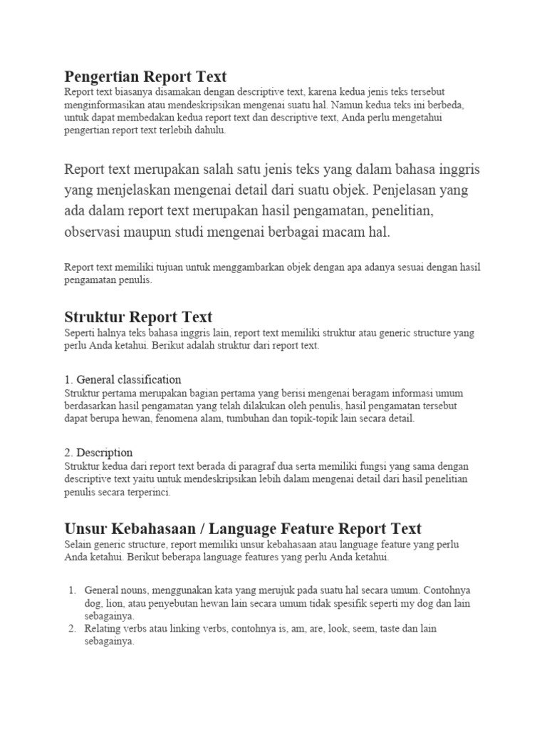 Pengertian Report Text | PDF