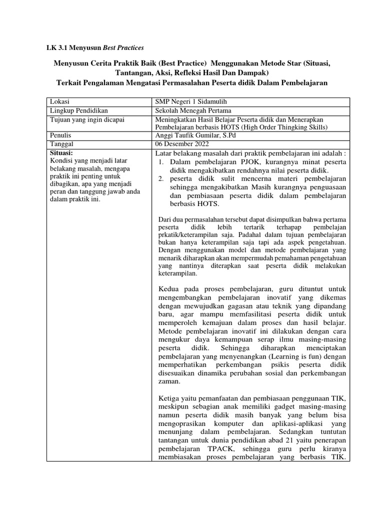 LK 3.1 Menyusun Best Practices | PDF LK 3.1 Menyusun Best Practices | PDF