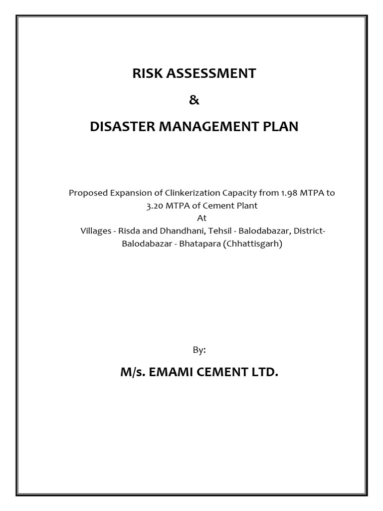 Risk Assesment & Disaster Management Plan | PDF | Technology & Engineering