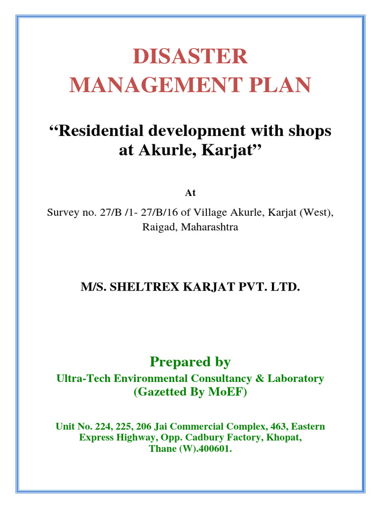 Disaster - Management Plan | PDF | Emergency Management | Personal ...