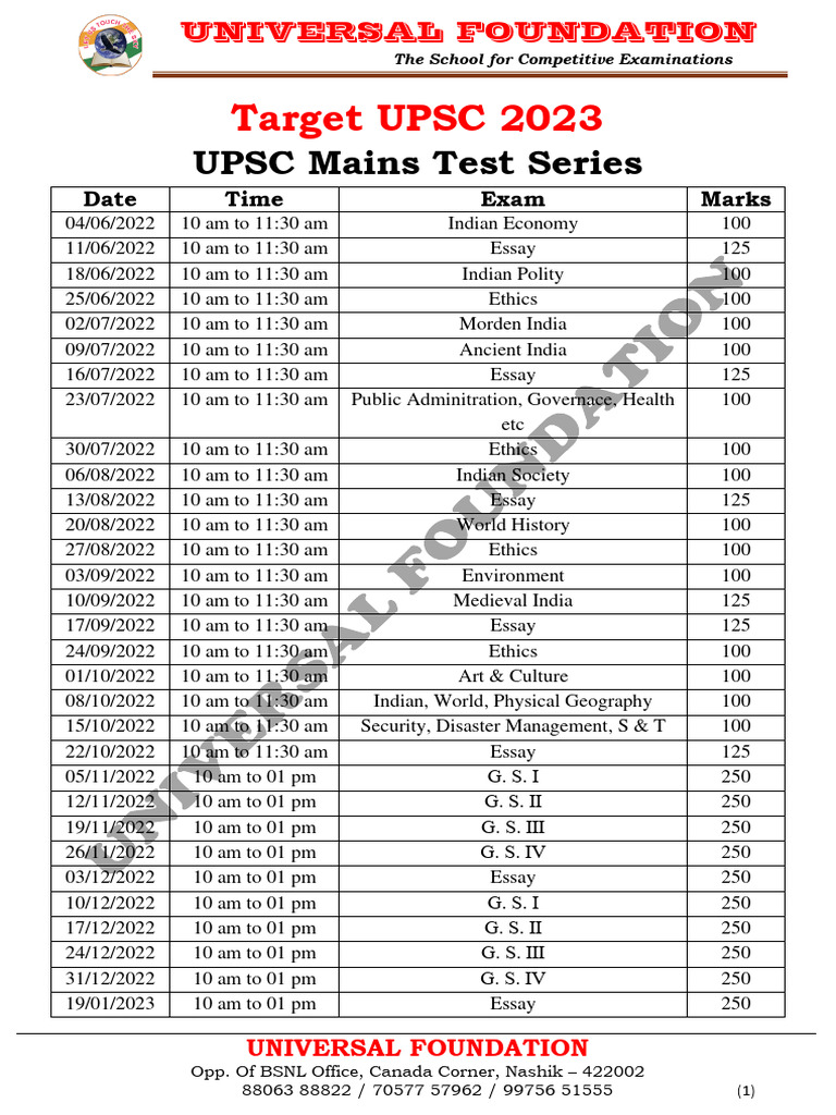 Target UPSC 2023: UPSC Mains Test Series | PDF