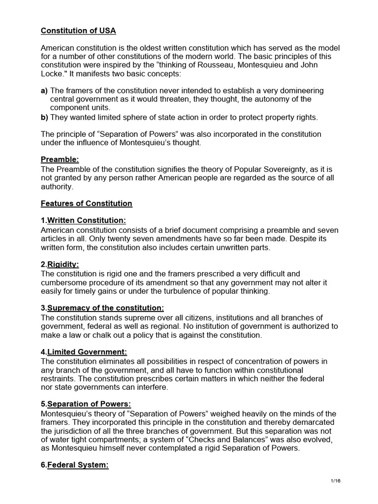 Usa Constitution | Download Free PDF | American Government | Presidents ...