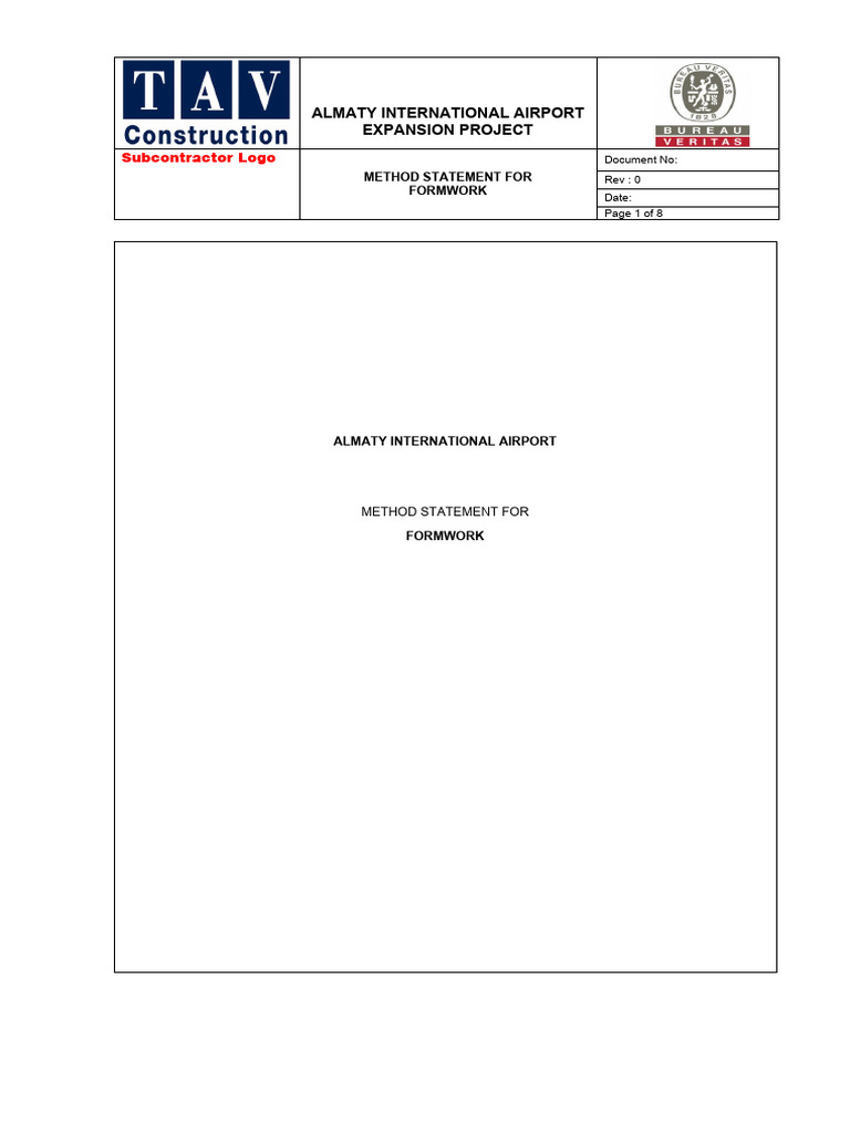Method Statement Formwork | PDF | Personal Protective Equipment ...