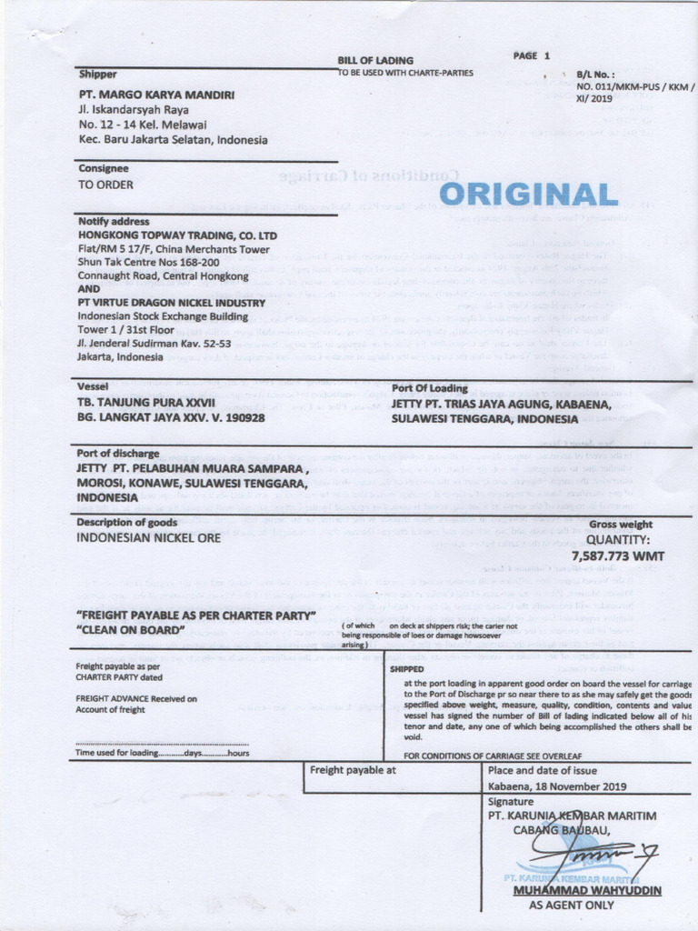 Bill of Loading PDF | PDF