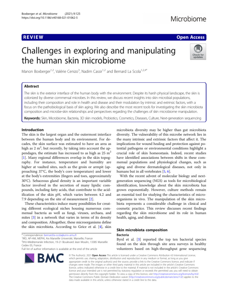 Challenges in Exploring and Manipulating The Human Skin Microbiome 2021 | PDF | Microbiota ...