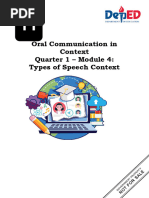 Oral Communication in Context: Quarter 1 - Module 6: Types of Speeches and Speech Style | PDF ...