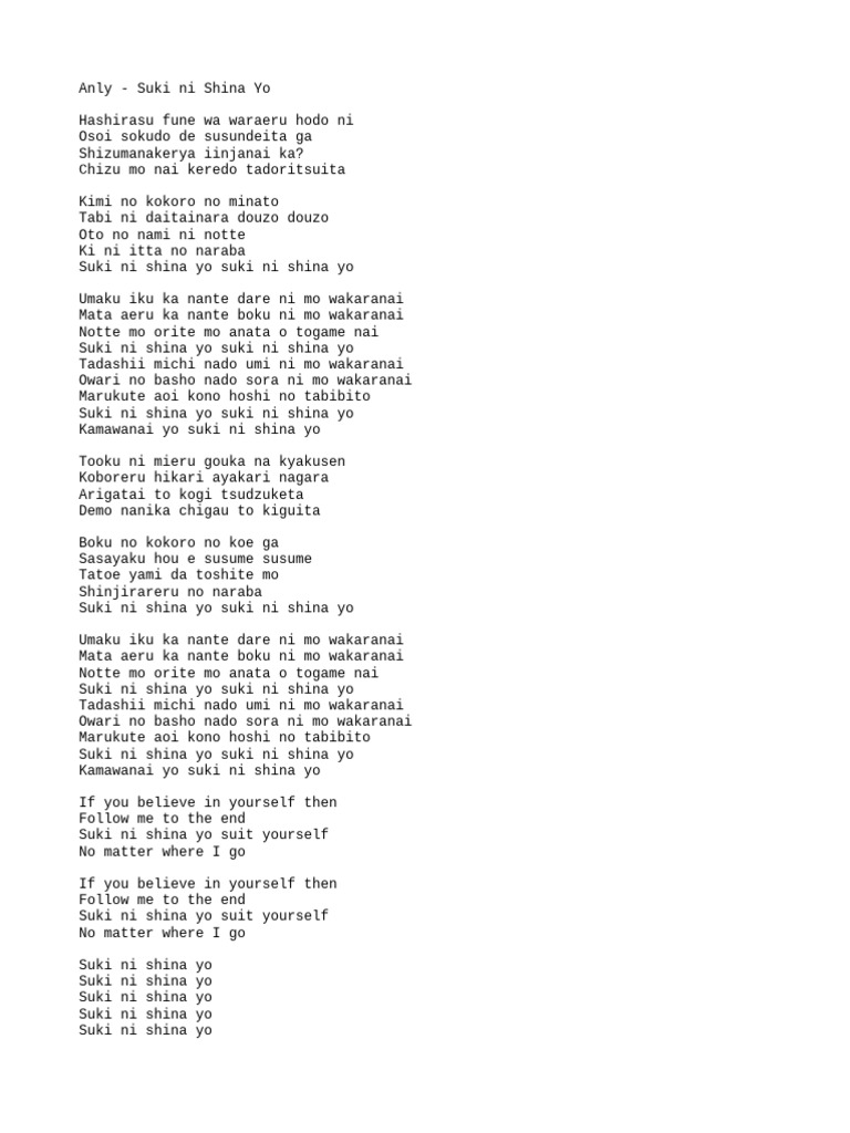 Anly - Suki Ni Shina Yo | PDF