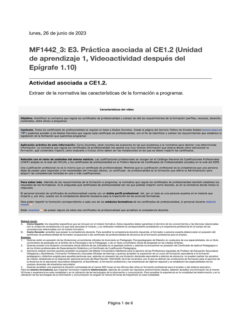 MF1442 - 3: E3. Práctica Asociada Al CE1.2 (Unidad de Aprendizaje 1, Videoactividad Después Del ...