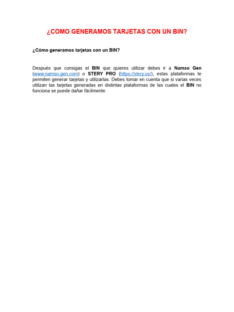 3 - Como Generamos Tarjetas Con Un Bin | PDF
