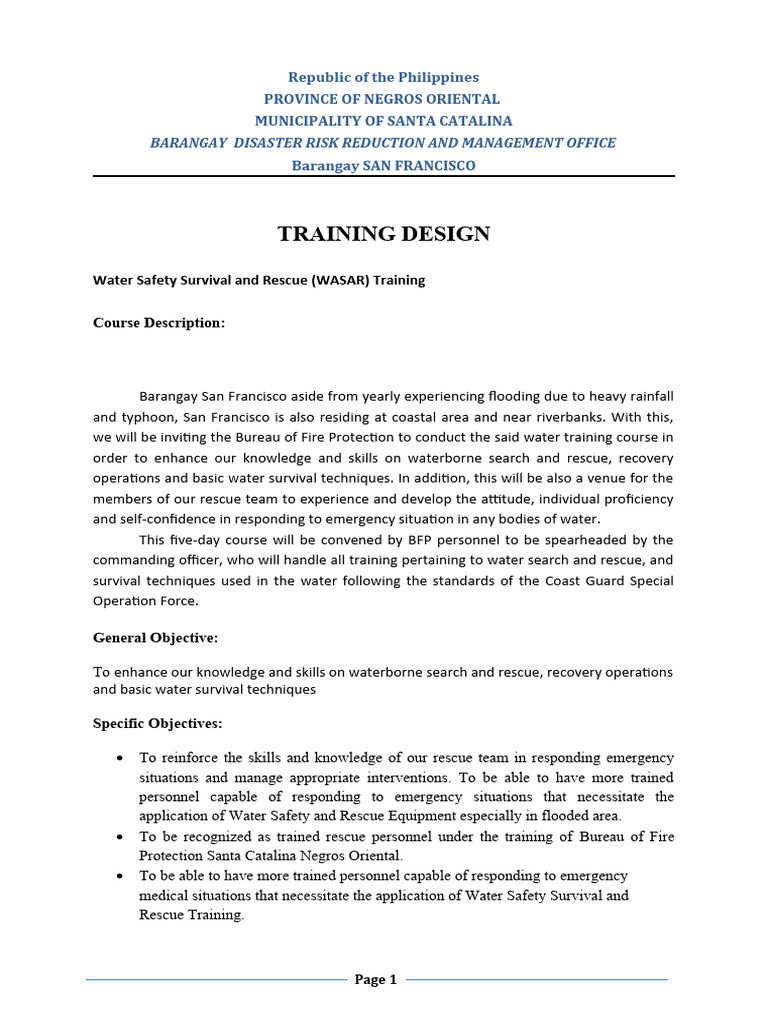 Training-WASAR-june-2023-for-barangay (1) | PDF | Swimming | Leisure ...