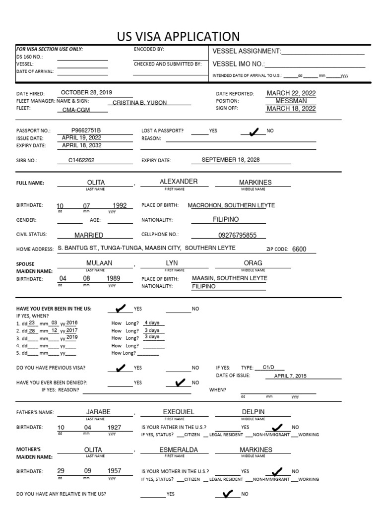 Us Visa Application | PDF | Makati