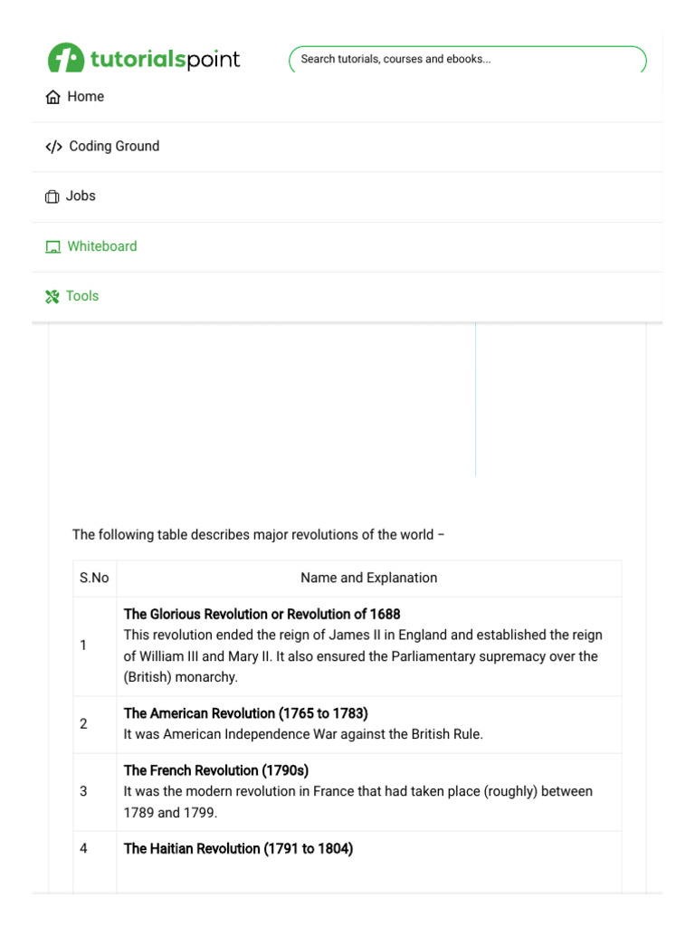 General Knowledge - Important Revolutions | PDF | Revolutions ...