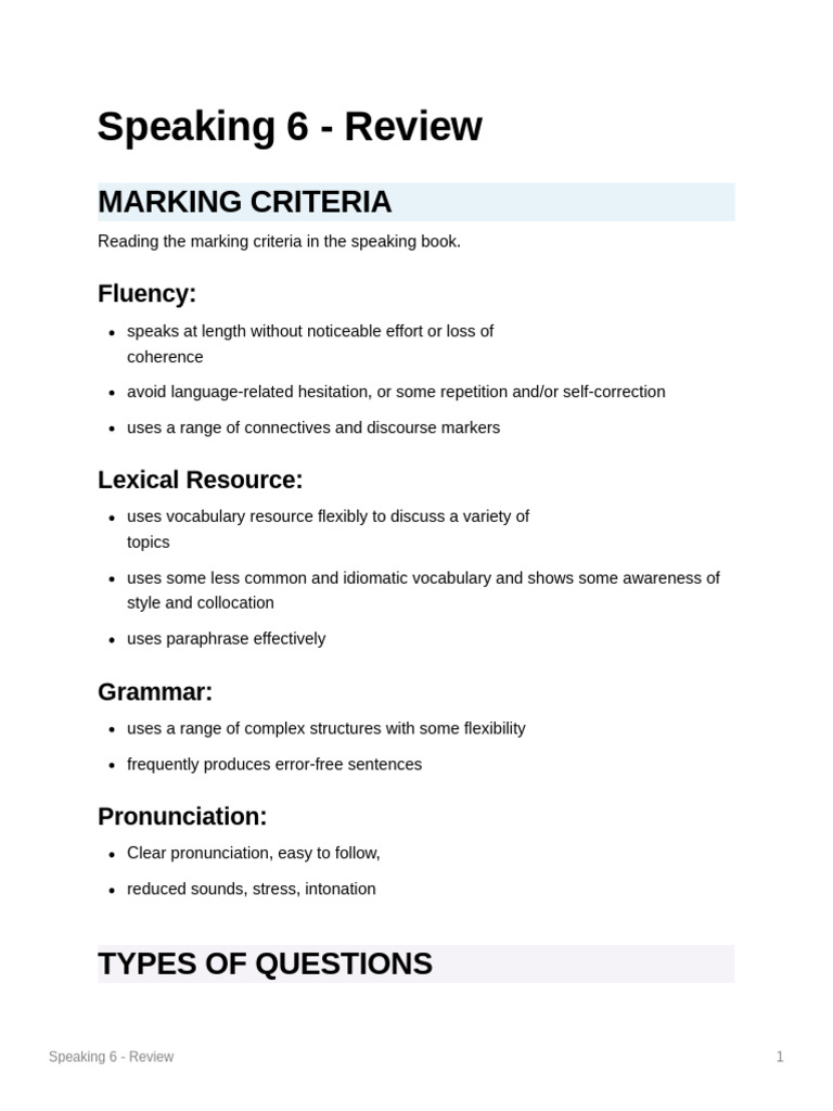 Speaking 6 - Review | PDF | Linguistics | Human Communication