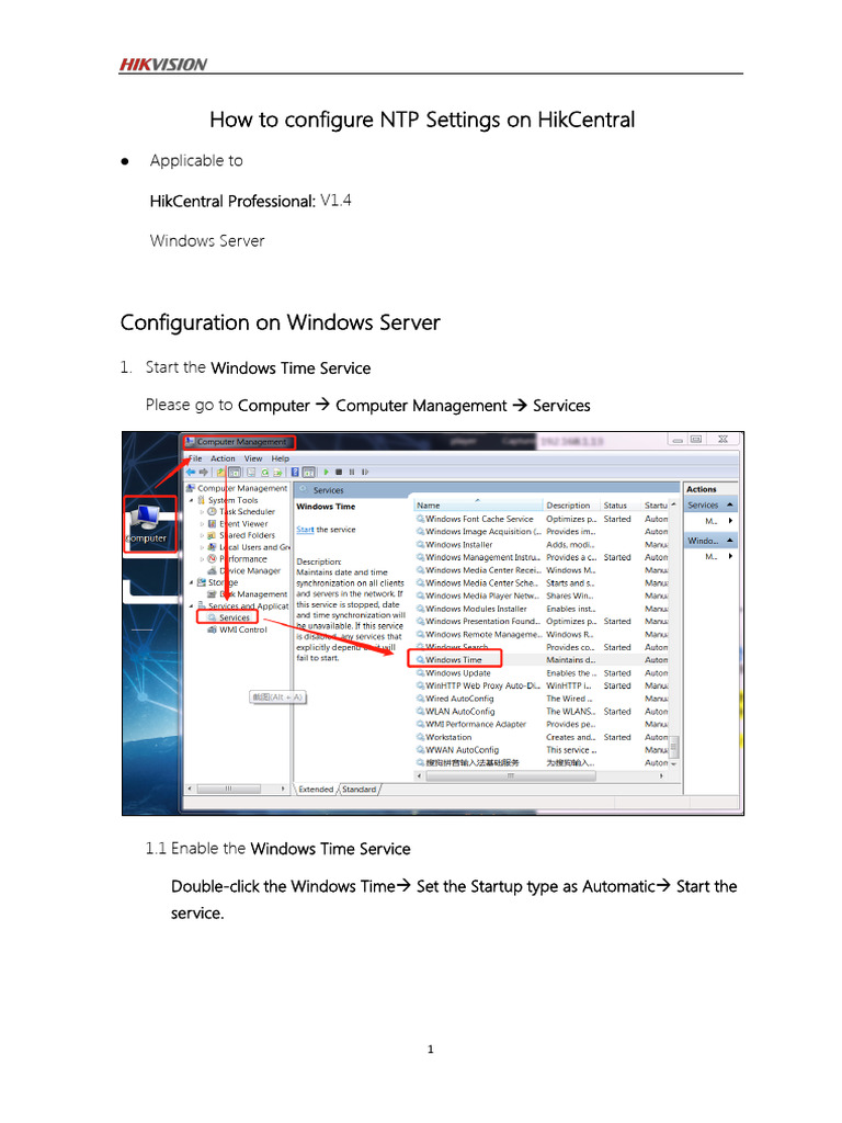 Configure NTP for HikCentral Server | PDF