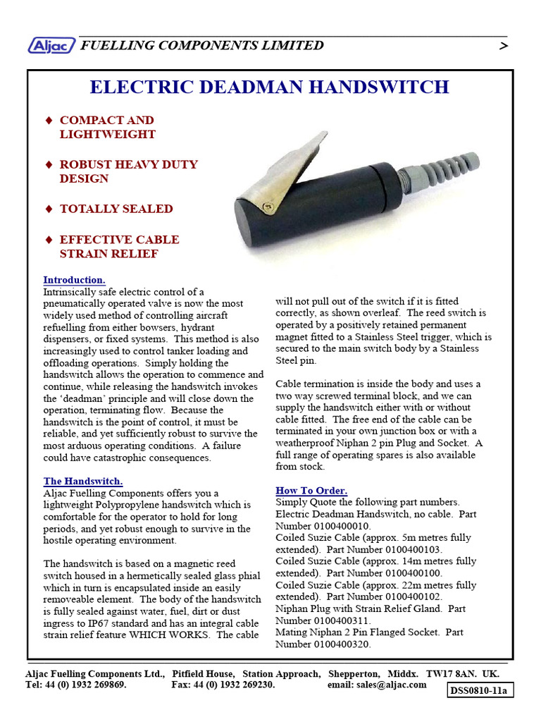 Deadman Switch and Accessories | PDF | Electrical Connector | Switch