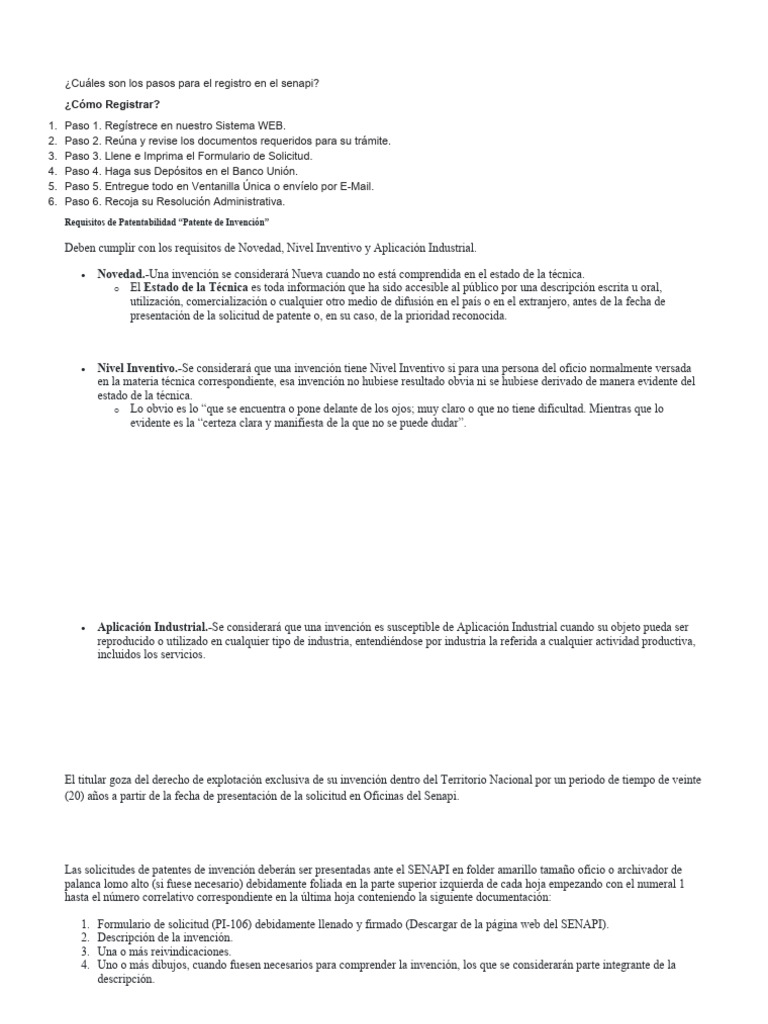 Cuáles Son Los Pasos para El Registro en El Senapi | PDF