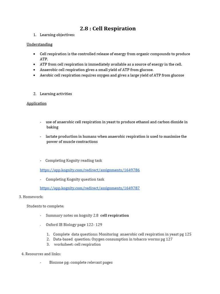 Understanding Cell Respiration Basics | PDF | Wellness | Science ...