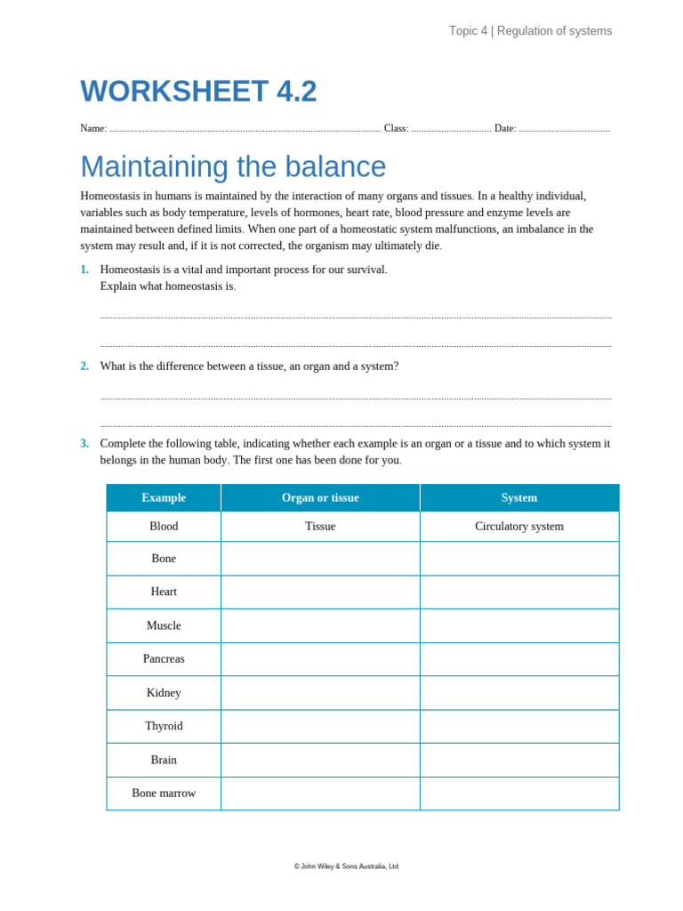 4.2 Maintaining Balance | PDF | Homeostasis | Physiology