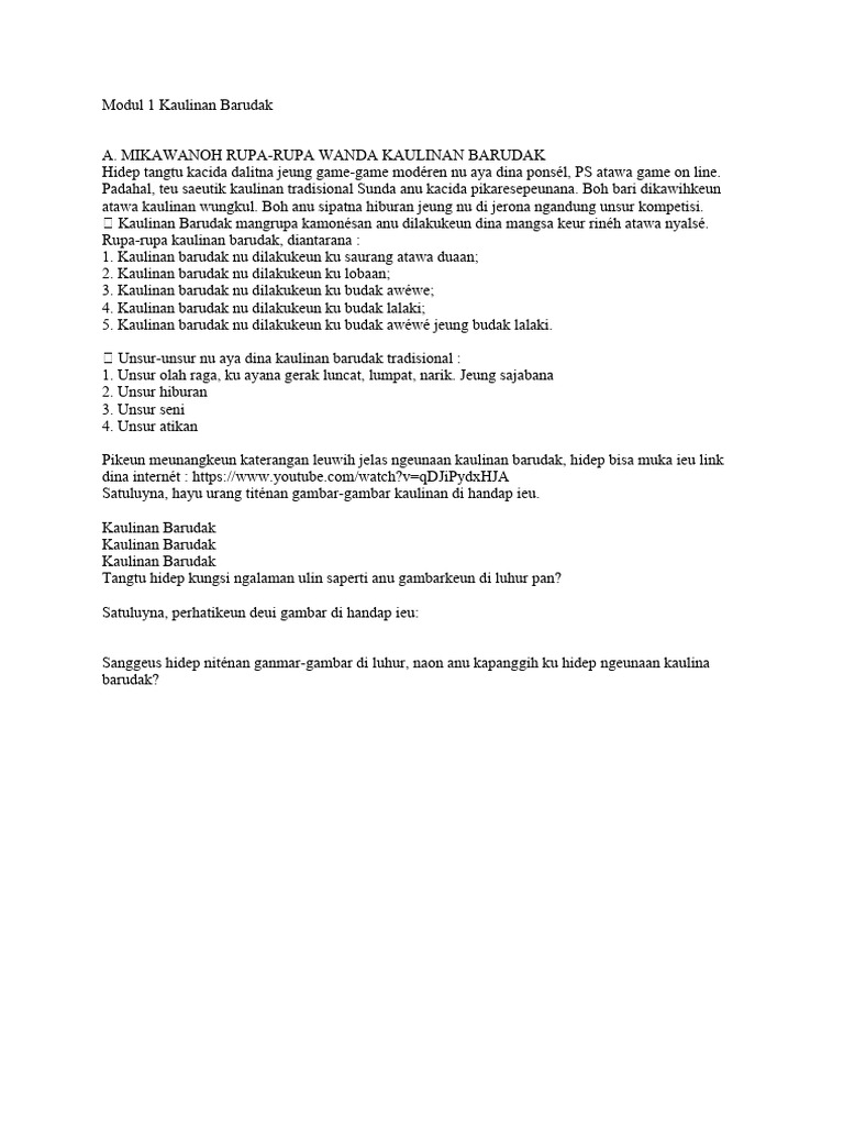 Modul 1 Kaulinan Barudak | PDF