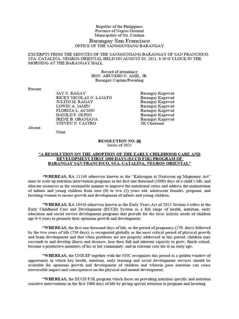 Resolution #8 2021 BNC | PDF | Human Development | Childhood