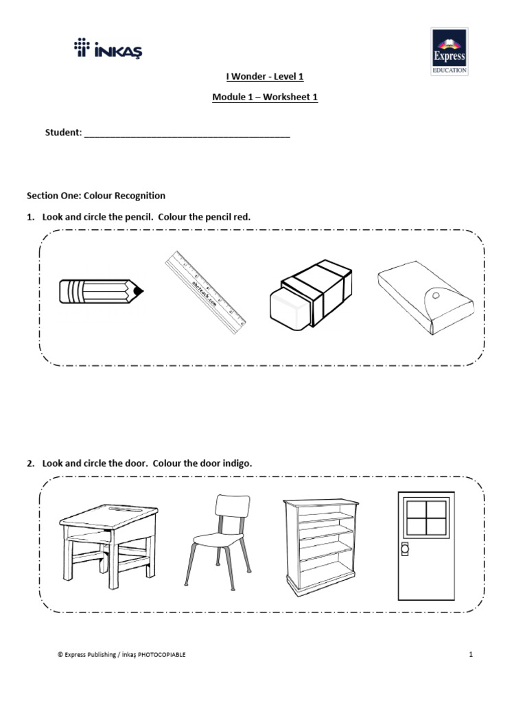 I Wonder 1 Module 1 Worksheets | PDF