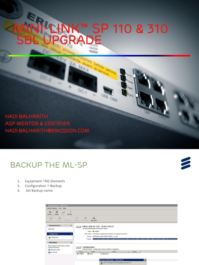 11-MINI-LINK™ SP Software Upgrade | PDF