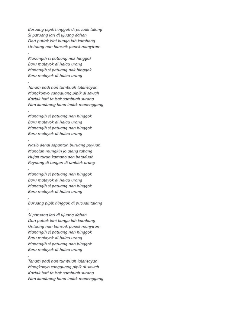 Lirik Lagu Minang | PDF