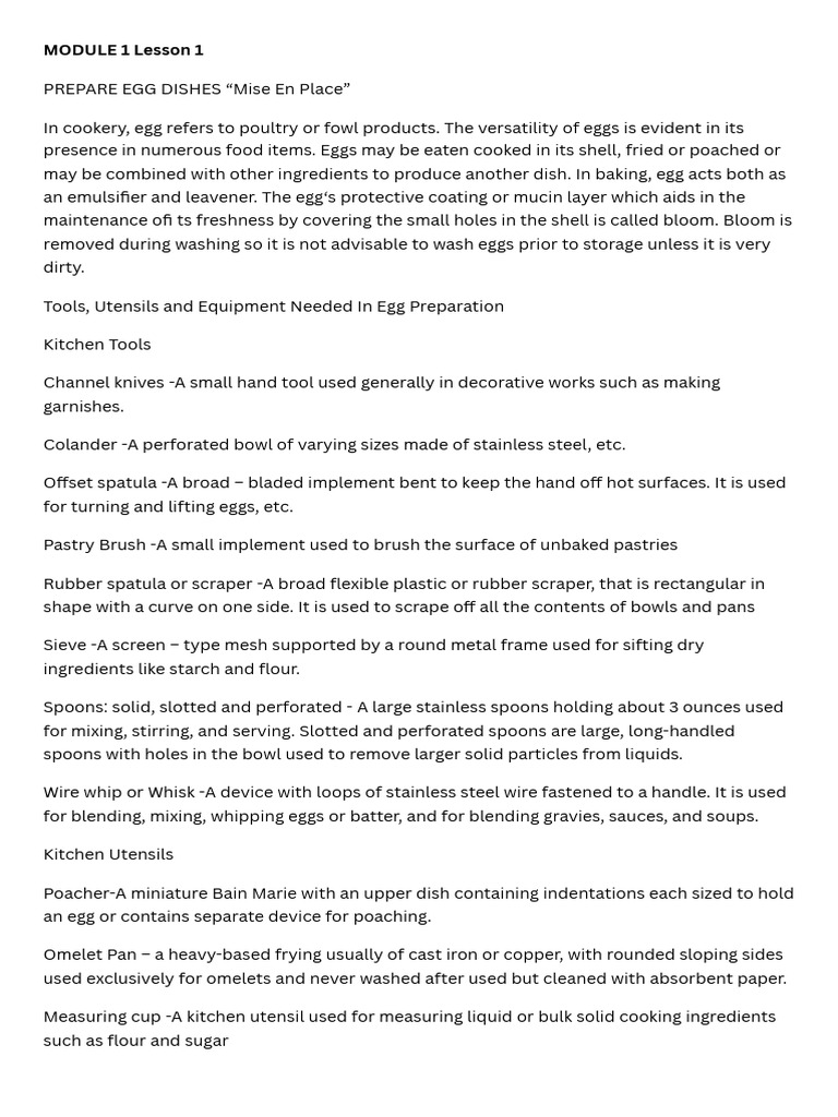 TLE Cookery Reviewer | PDF