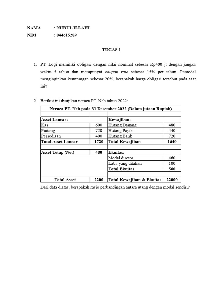 Tugas 1 - Ekma4213 - 044615289 | PDF