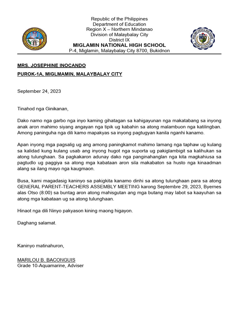 PARENT Letter GPTA-HRPTA | PDF