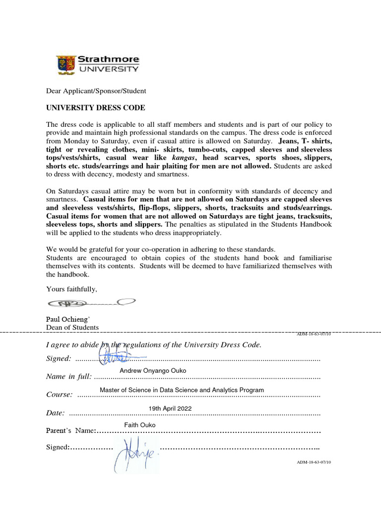 Dress Code Letter | PDF | Dress | Clothing
