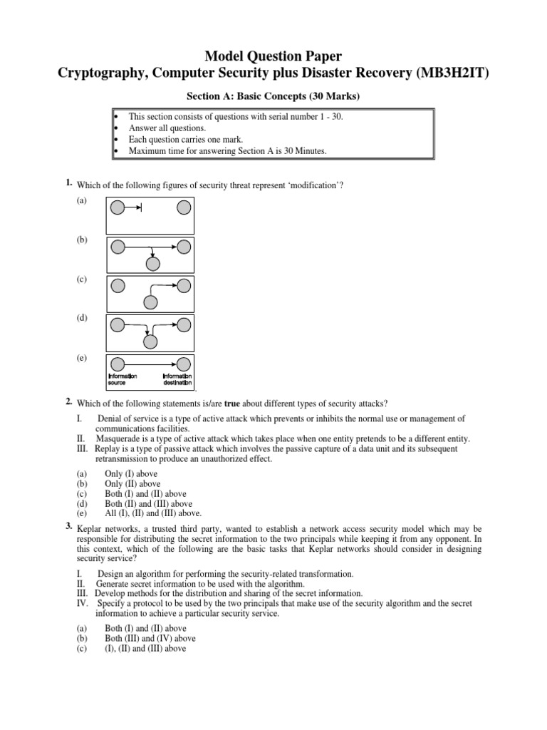 Model Question Paper Cryptography, Computer Security Plus Disaster ...