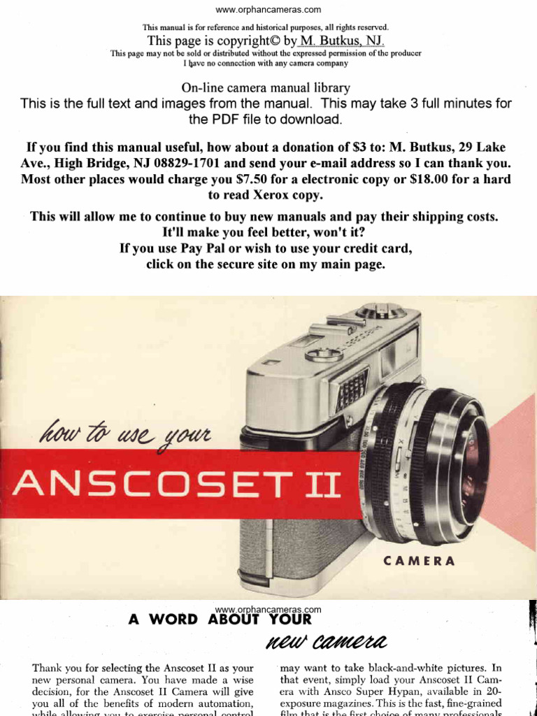 Ansco Anscoset II | PDF | Flash (Photography) | Camera