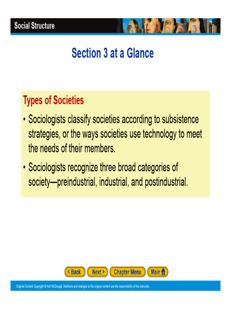 Chapter 3 - Social Structure - Section 3 - Types of Societies | PDF