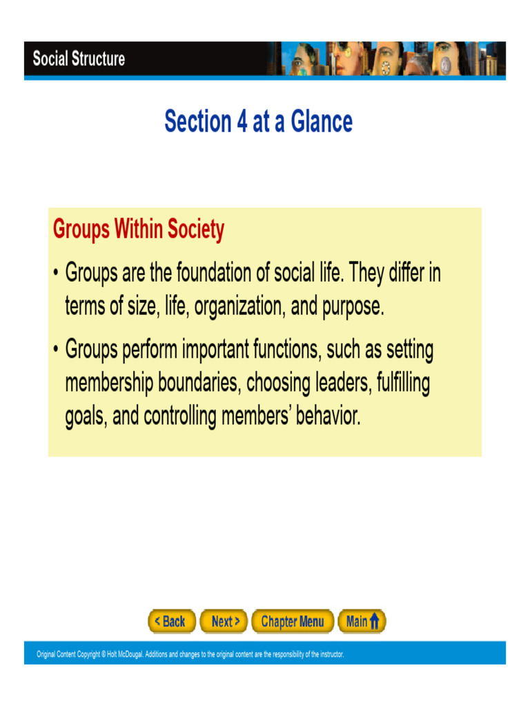 Chapter 3 - Social Structure - Section 4 - Groups Within Society | PDF ...