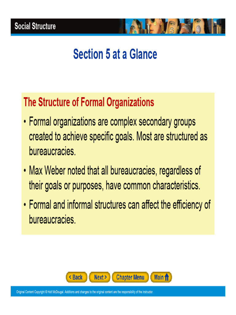 Chapter 3 - Social Structure Section 5 The Structure of Formal ...