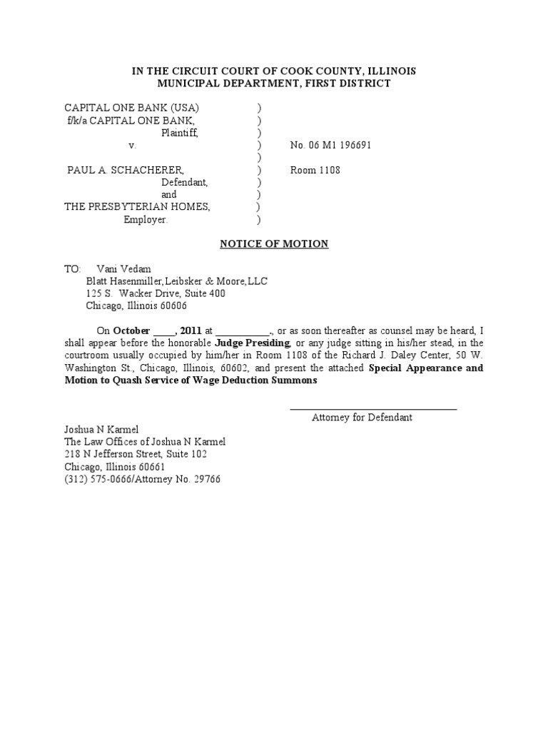 Motion to Quash - Cleaned Up-6 | Service Of Process | Wisconsin Circuit ...
